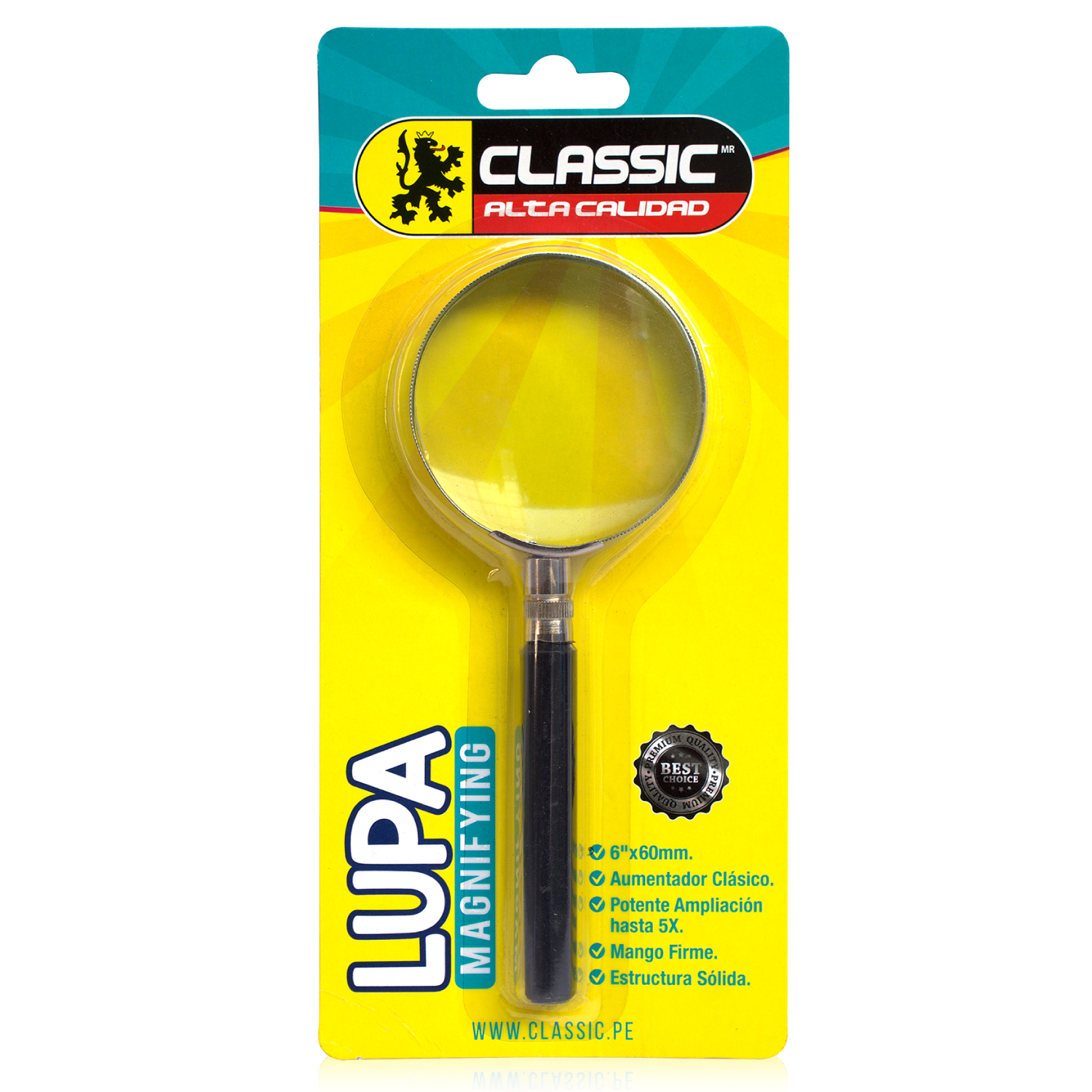 Lupa Chica 6” x 60mm 5 x Black/Silver (Caja x24 Unid.) :: www.classic.pe